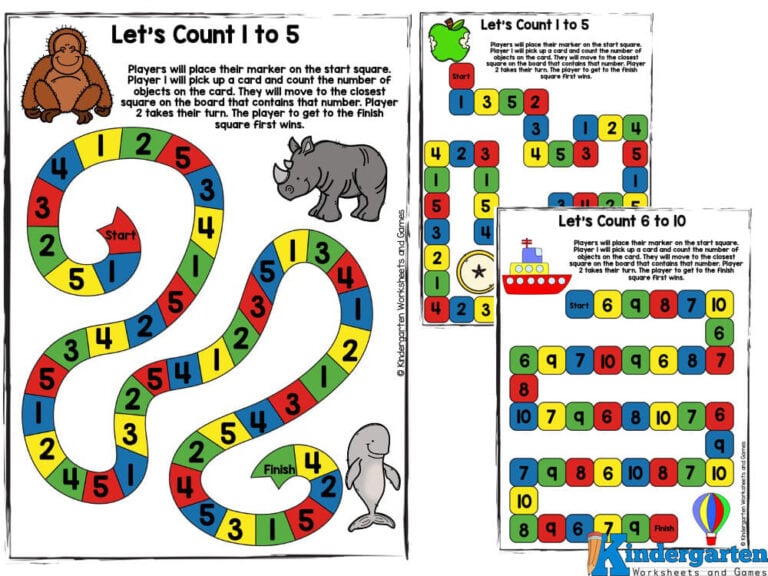 Counting Numbers Games for Kindergarten - Count and Match 1 to 10