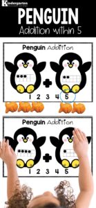 🐧 Penguin Math - Addition within 5 Printable Activity for Kindergarten