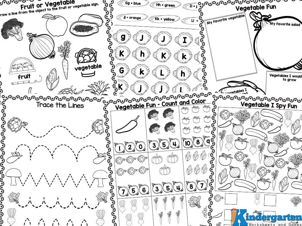 Free Printable Vegetable Worksheets for Kindergarten