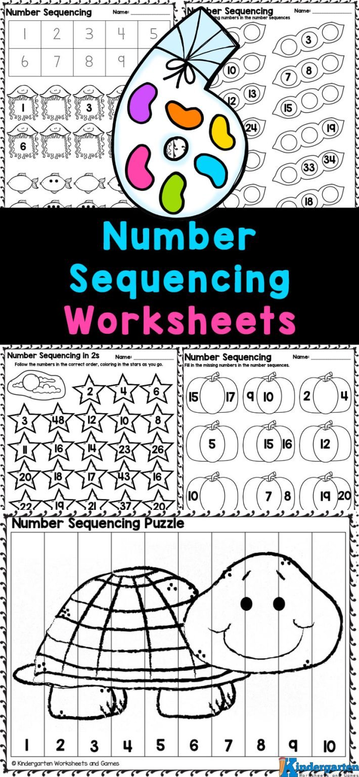 Number Counting Sequencing Worksheets - Kindergarten Before and after ...