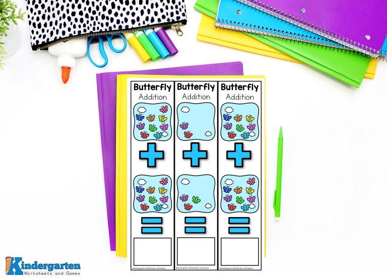 🦋 Butterfly Math - Free Kindergarten Addition Worksheet Activity for ...