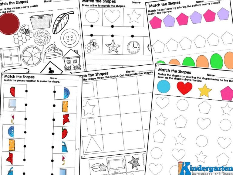 Match Shapes Worksheet Kindergarten