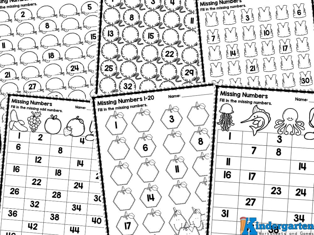 Missing Number Worksheet 1-50 - Free Printable Kindergarten Math Worksheets