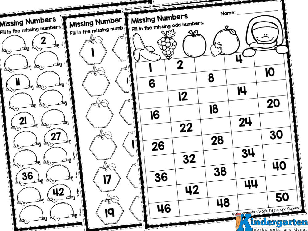 Missing Number Worksheet 1-50 - Free Printable Kindergarten Math Worksheets