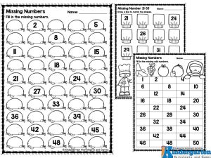 Missing Number Worksheet 1-50 - Free Printable Kindergarten Math Worksheets