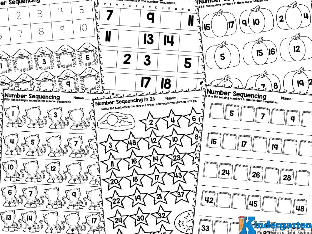 Number Counting Sequencing Worksheets - Kindergarten Before and after ...