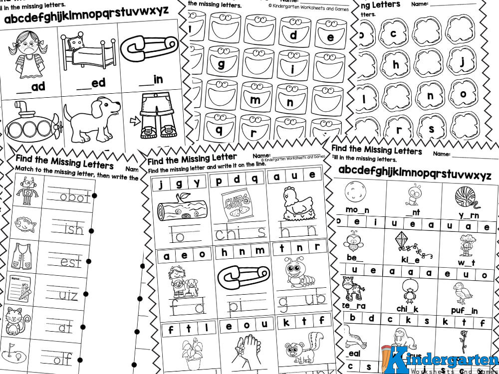 Find and Fill in the Missing Letters of the Alphabet Kindergarten ...