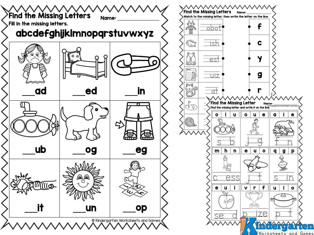 Find and Fill in the Missing Letters of the Alphabet Kindergarten ...