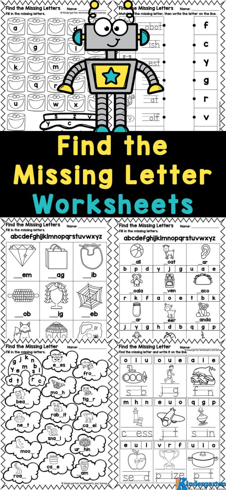 Find and Fill in the Missing Letters of the Alphabet Kindergarten ...