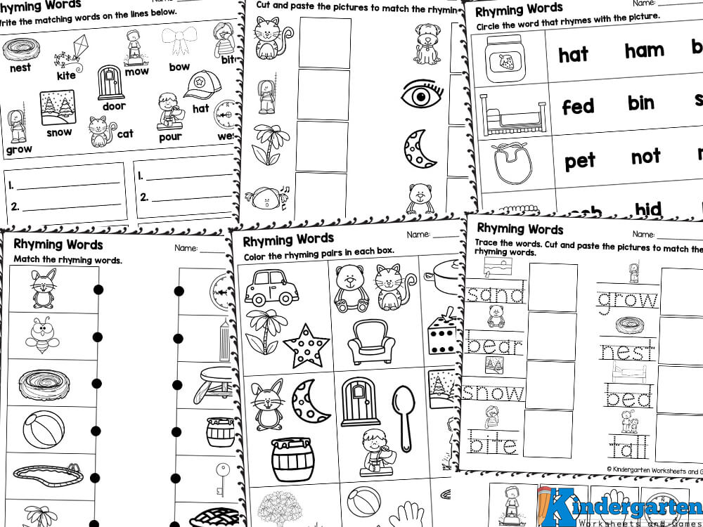 Free Match the Rhyming Words Worksheet with Matching Pictures Pages