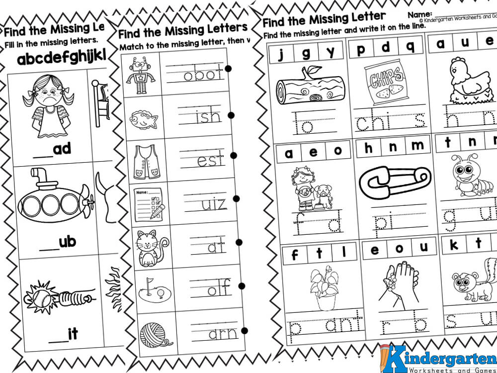 Find and Fill in the Missing Letters of the Alphabet Kindergarten ...