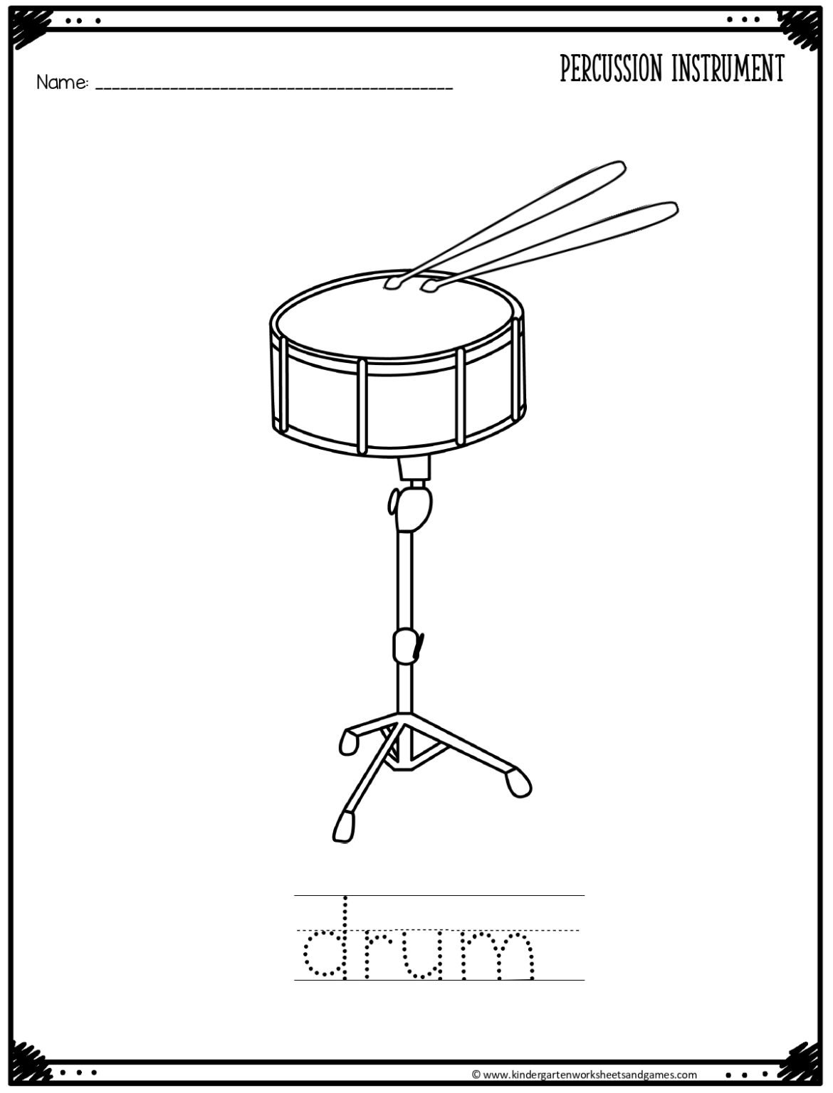 🎺 Free Simple Music Instrument Coloring Pages
