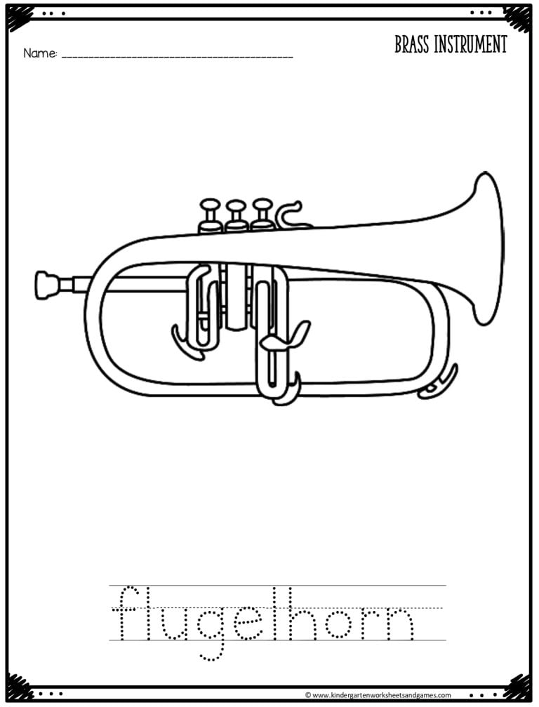 🎺 Free Simple Music Instrument Coloring Pages