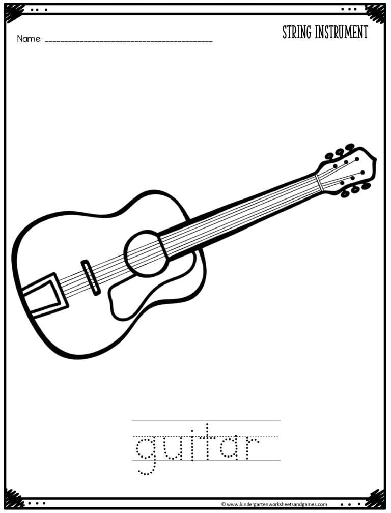 🎺 Free Simple Music Instrument Coloring Pages