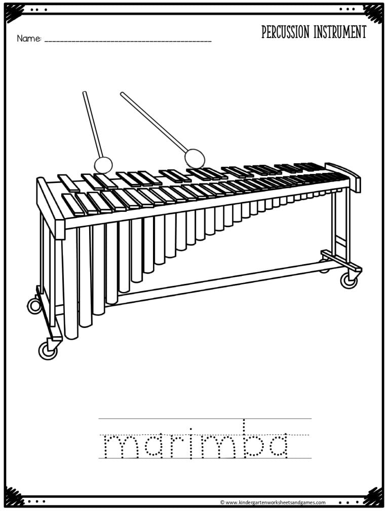 🎺 Free Simple Music Instrument Coloring Pages