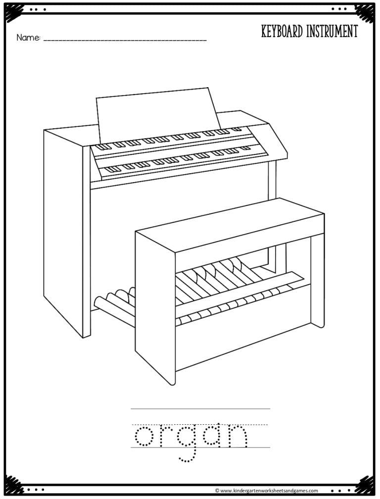 🎺 Free Simple Music Instrument Coloring Pages