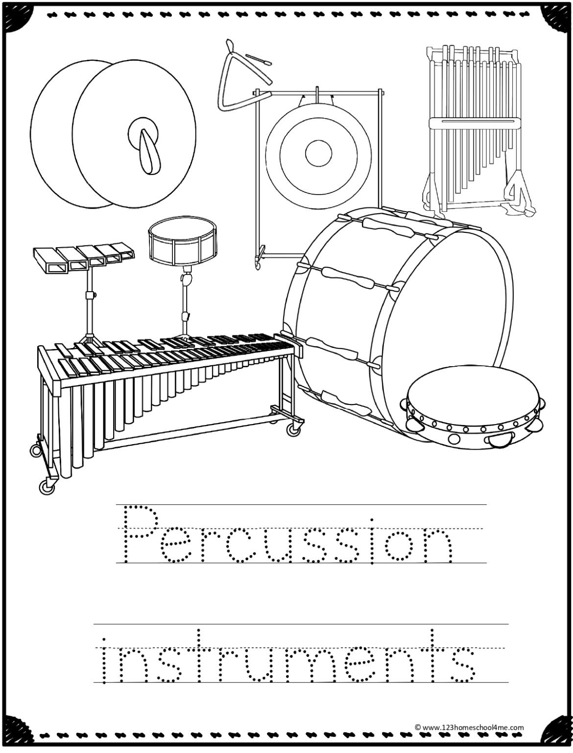 🎺 Free Simple Music Instrument Coloring Pages