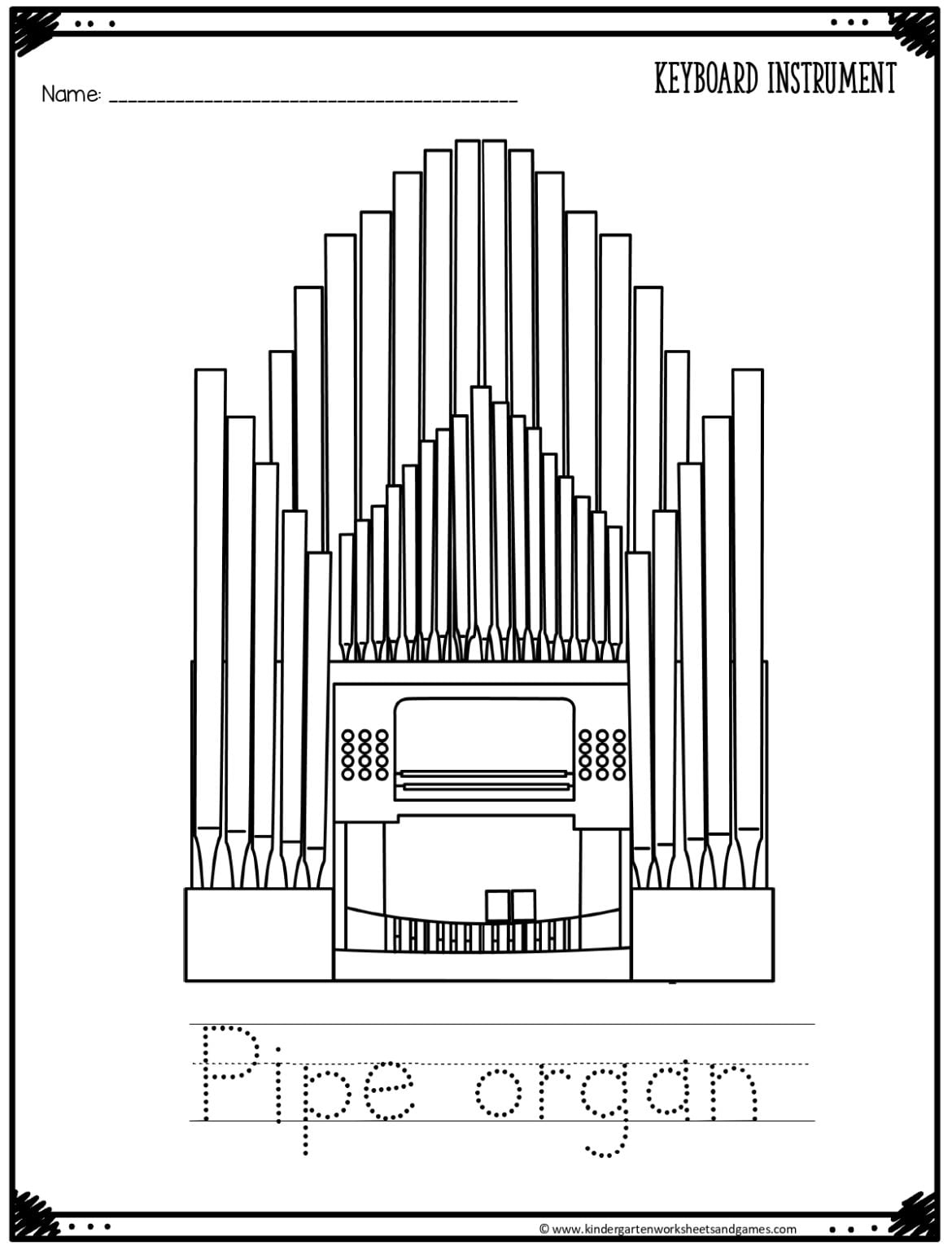 🎺 Free Simple Music Instrument Coloring Pages
