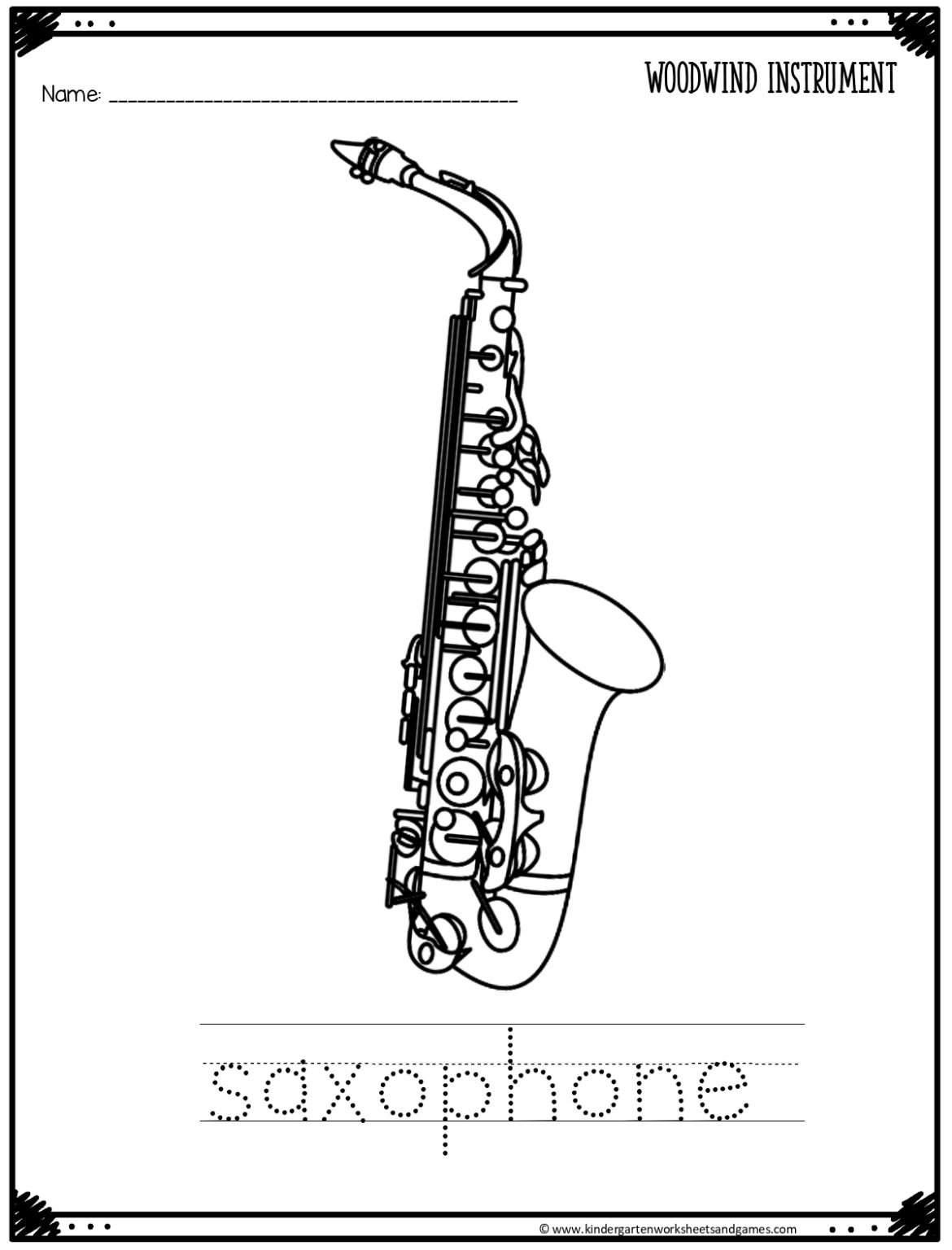 🎺 Free Simple Music Instrument Coloring Pages