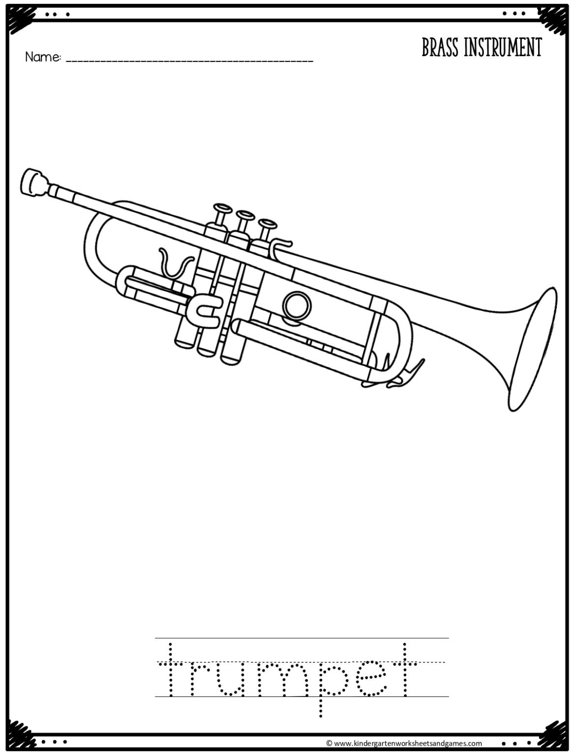 🎺 Free Simple Music Instrument Coloring Pages