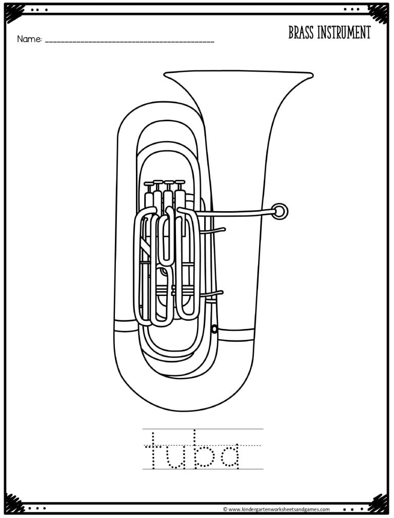 🎺 Free Simple Music Instrument Coloring Pages