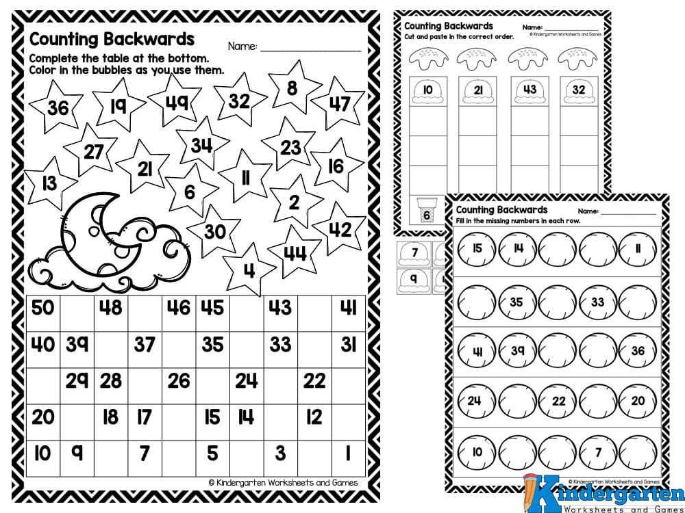 Free Printable Backward Counting 50 to 1 Worksheet