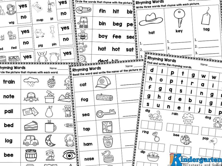 Free Printable Kindergarten Rhyming Words Worksheets pdf