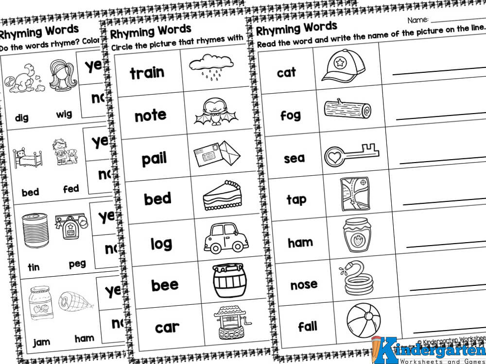 Free Printable Kindergarten Rhyming Words Worksheets pdf
