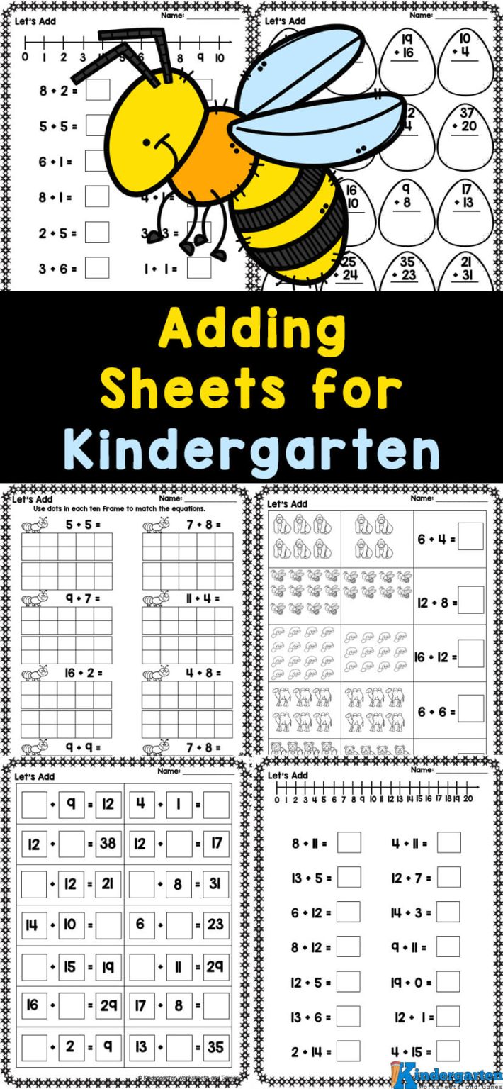 Adding Sheets for Kindergarten - Free Math Worksheets Addition