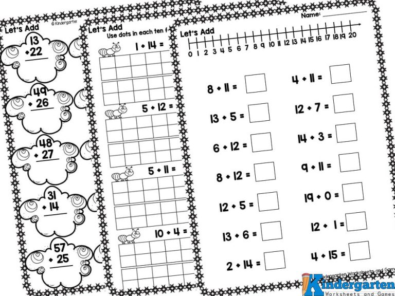 Adding Sheets for Kindergarten - Free Math Worksheets Addition