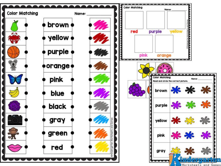Colorful Fun: Free Printable Kindergarten Color Matching Worksheets!