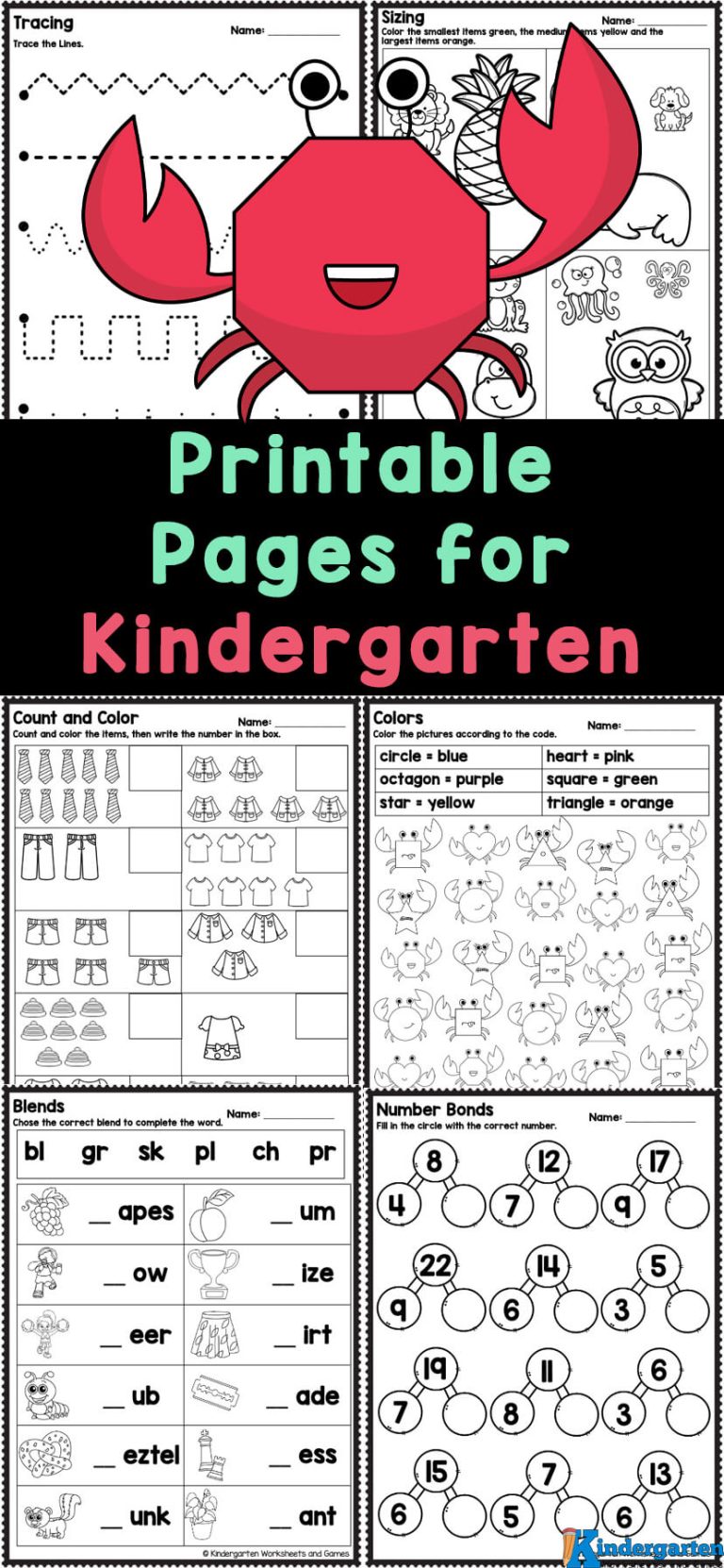 Free Printable Pages for Kindergarten