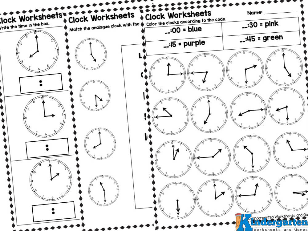 ⌚ Kindergarten Clock Worksheets - Telling Time to the Hour and Half Hour