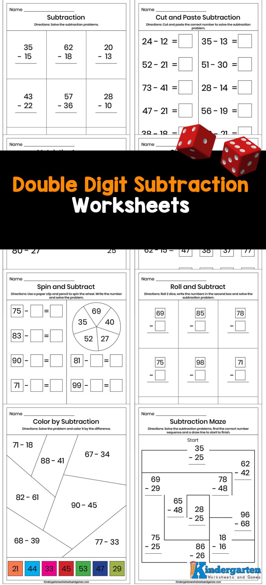 FREE Printable Subtraction Games for Kindergarten