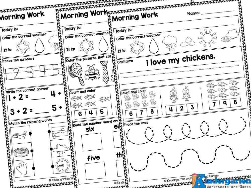 Kindergarten Morning Work Worksheets - 30 Free pages!