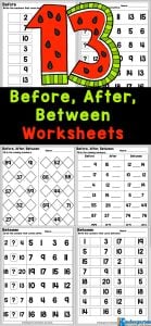 ️ Before, After and Between Worksheets for Kindergarten - FREE (options ...