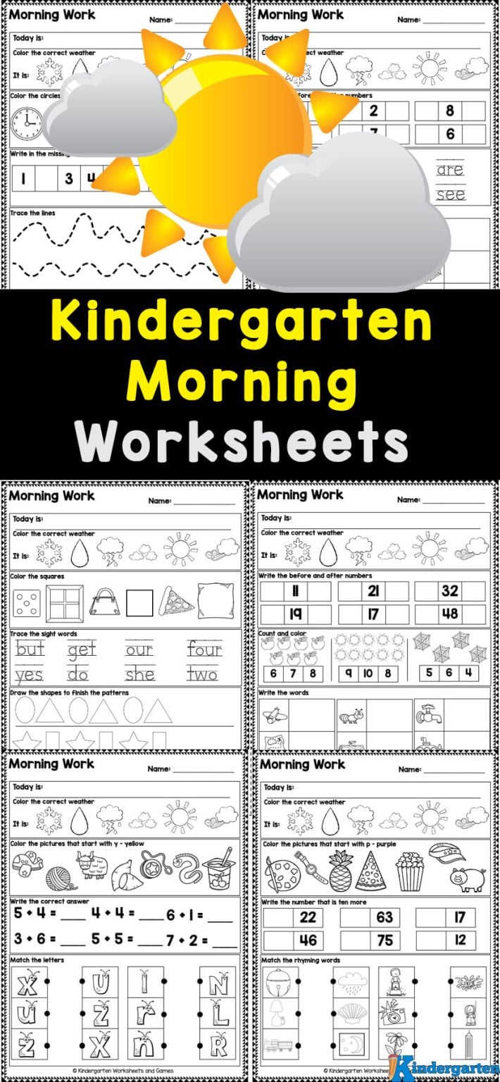 Kindergarten Morning Work Worksheets - 30 Free pages!