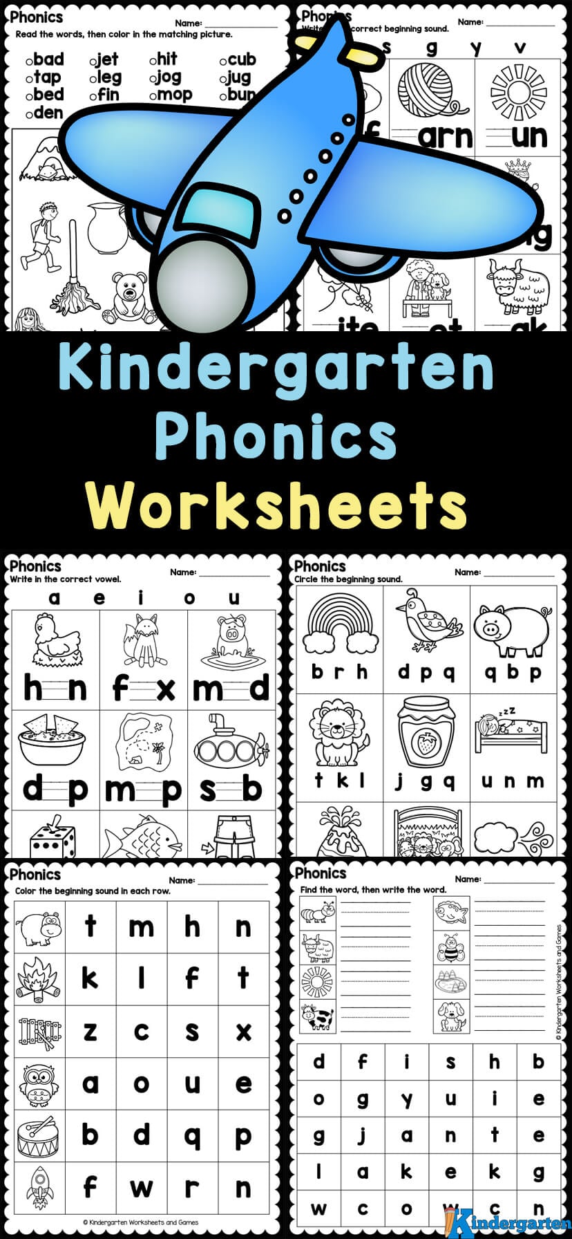FREE Kindergarten Phonics Printables