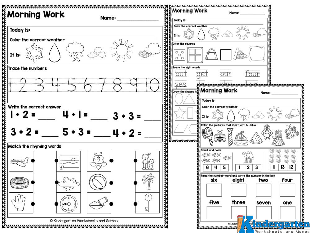Kindergarten Morning Work Worksheets - 30 Free pages!
