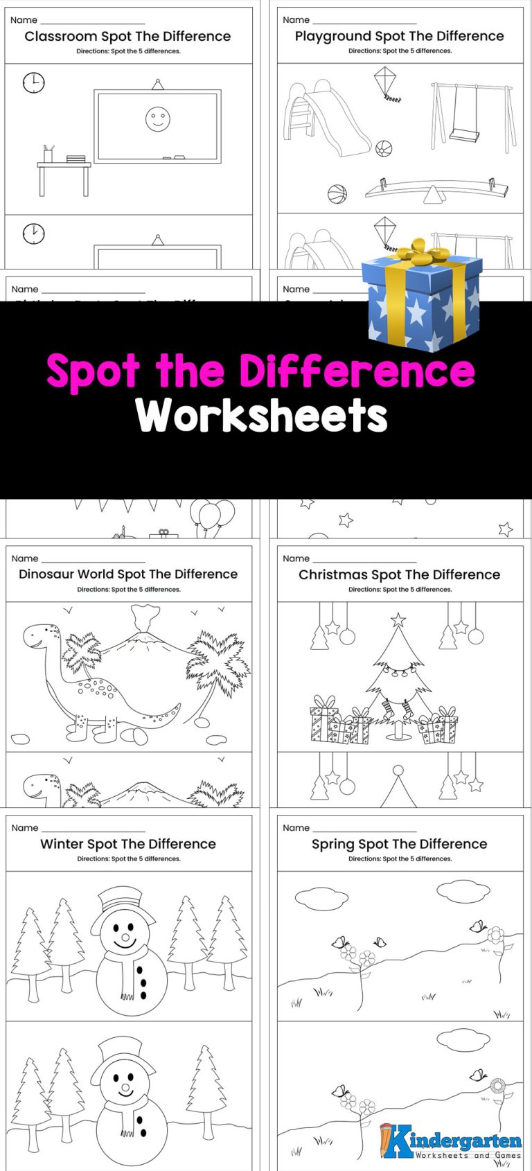 FREE Spot the Difference Worksheets for Kindergarten