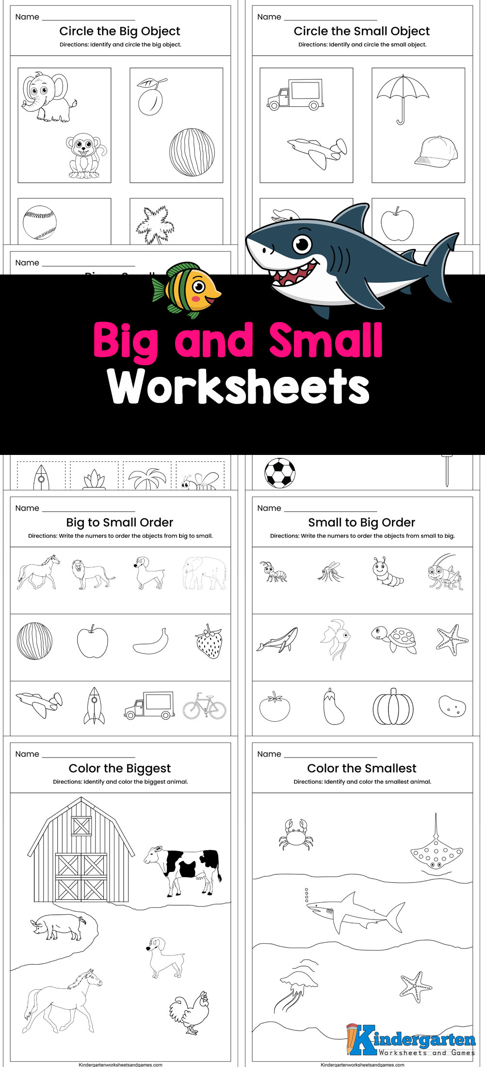 Big and Small Worksheets for Kindergarten
