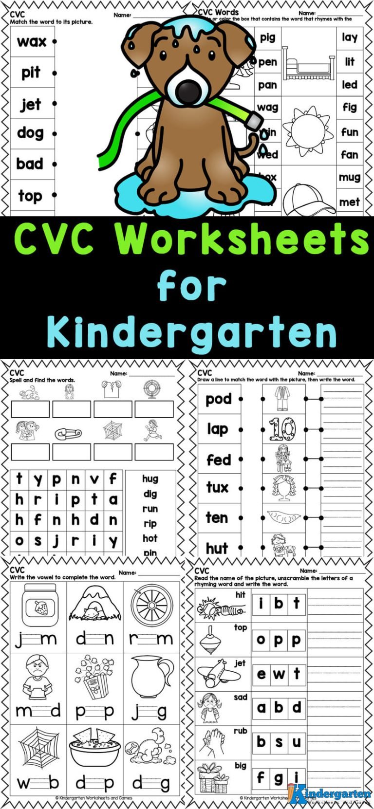 Kindergarten Middle Sound Worksheets