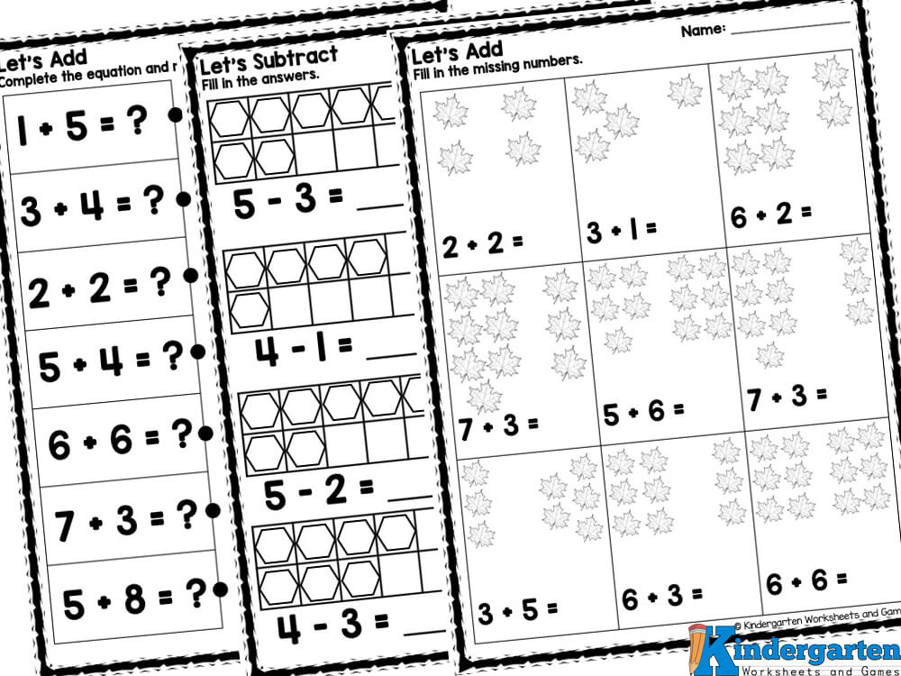Kindergarten Math Problems - Free Addition and Subtraction Worksheets