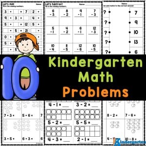 Kindergarten Math Problems - Free Addition and Subtraction Worksheets