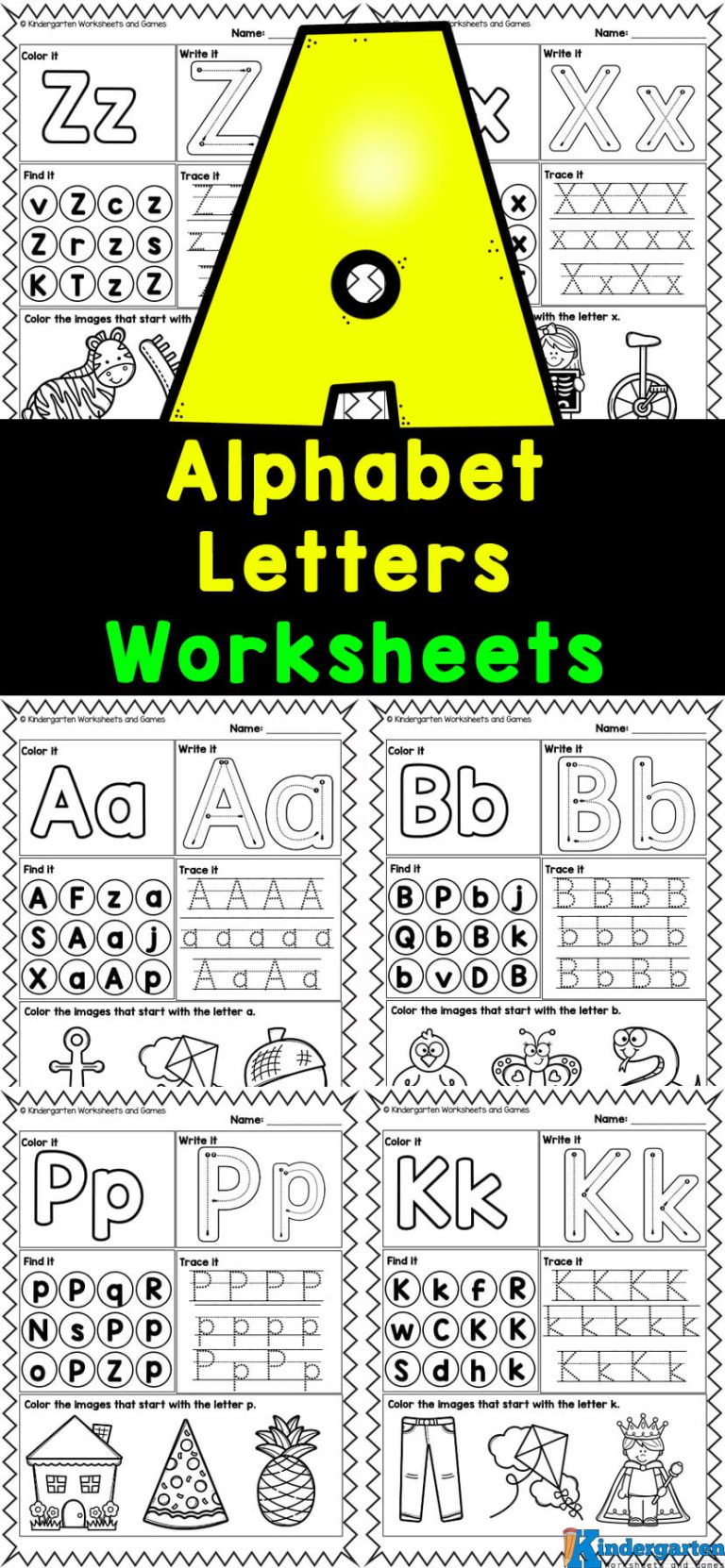 Beginner Alphabet Letters Worksheets for Kindergarten