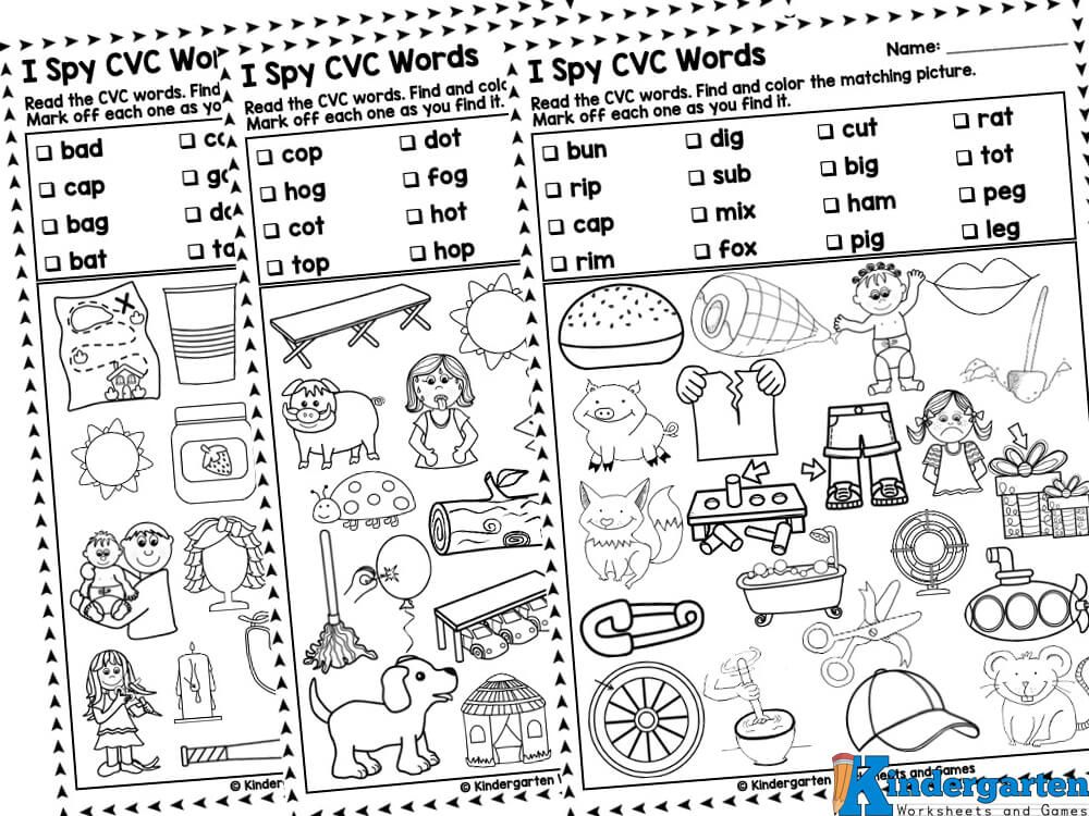 I Spy CVC Words Worksheets - Free Printable Activity