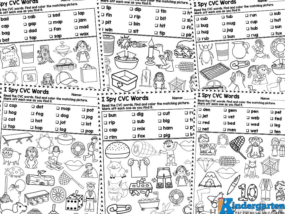 I Spy CVC Words Worksheets - Free Printable Activity