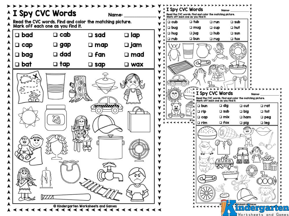 I Spy CVC Words Worksheets - Free Printable Activity