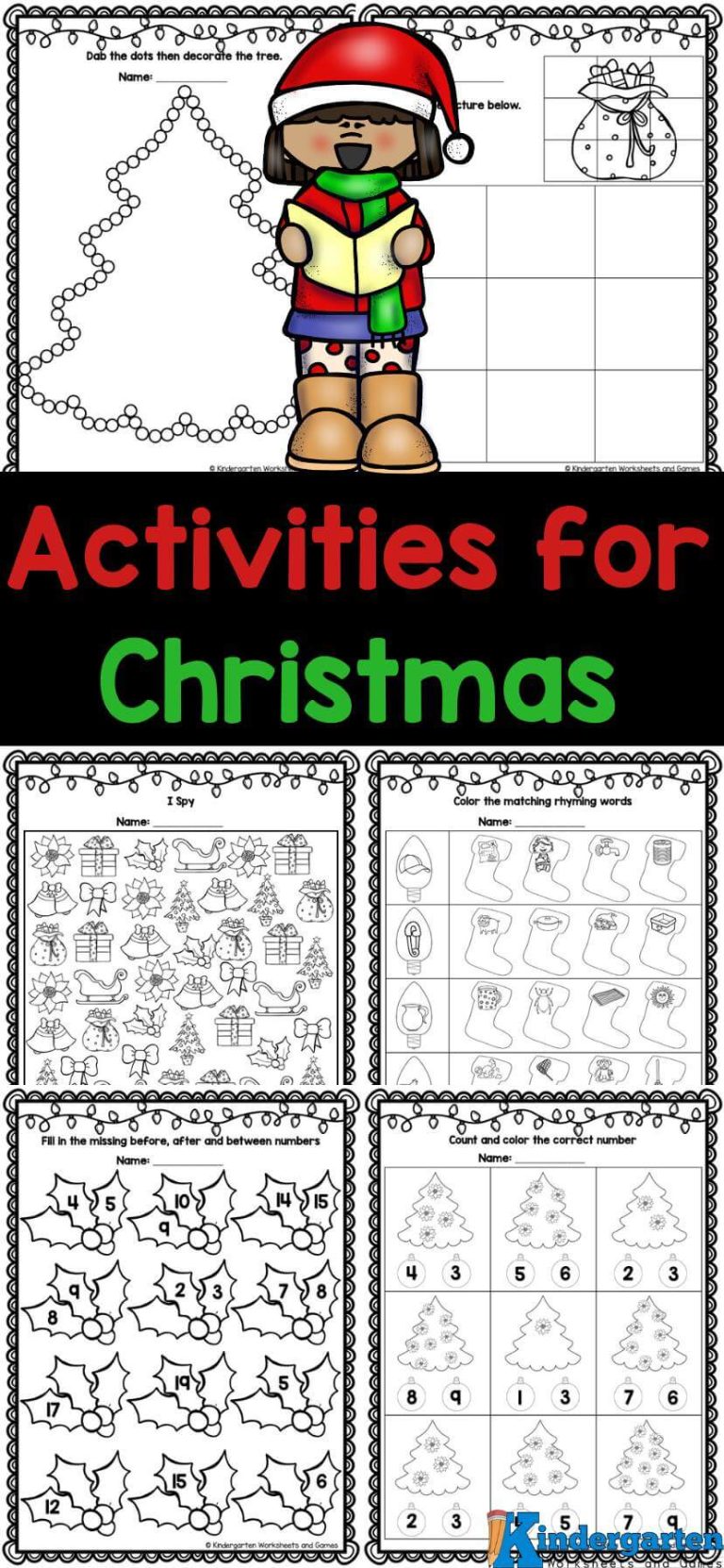 Free Christmas Worksheets for Kindergarten