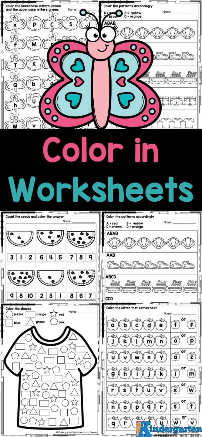 Math Count and Color Worksheets for Kindergarten